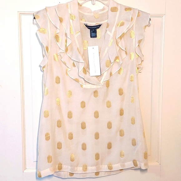 French Connection | Tops | Nwt French Connection Frilly Ivory Top Size ...